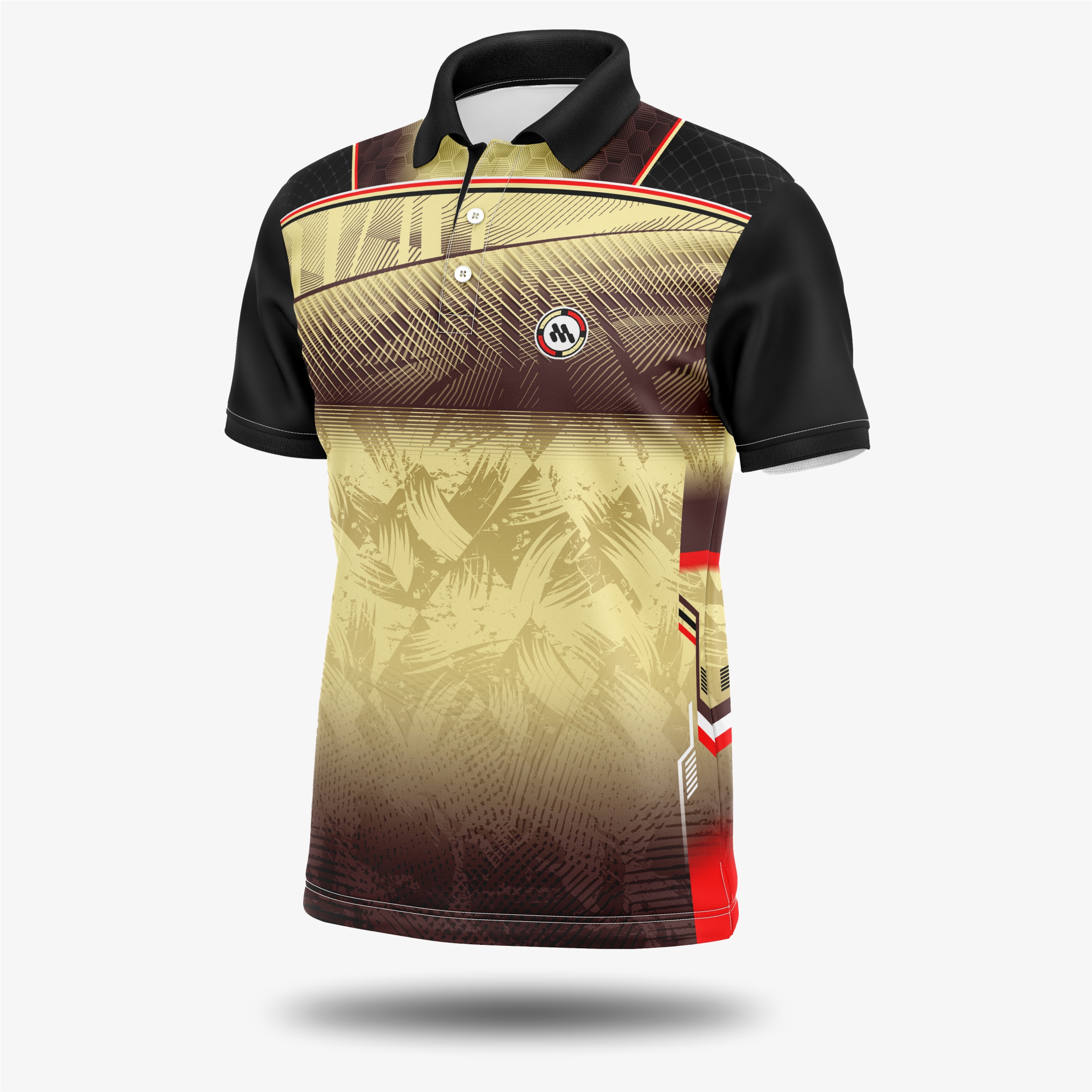 Cream with Black front back sublimation t shirts-M | Mayur Sports